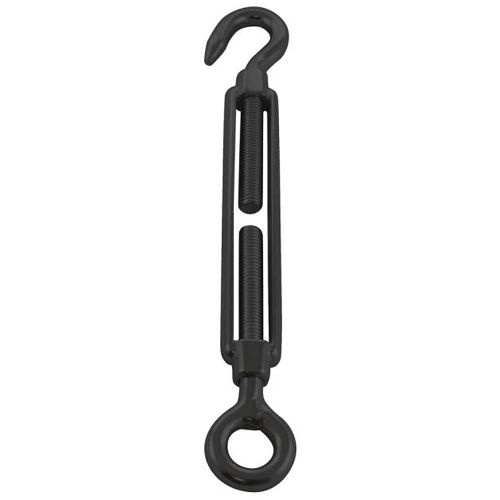 Kabelspanner zwart M10 met oog en haak | RVS 316